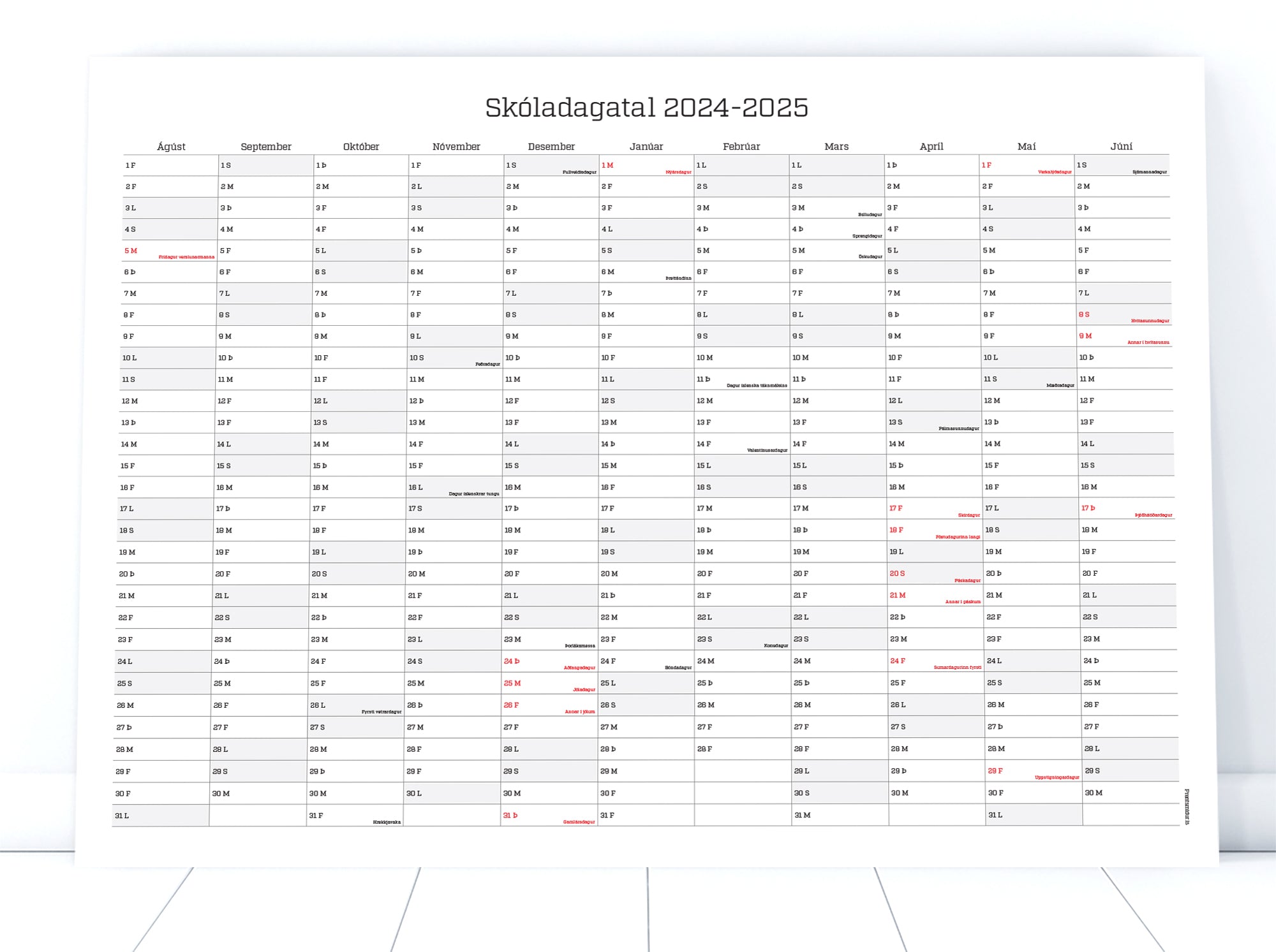 Dagatöl, borðdagatöl, veggdagatöl og skipulagsdagatöl á íslensku ...