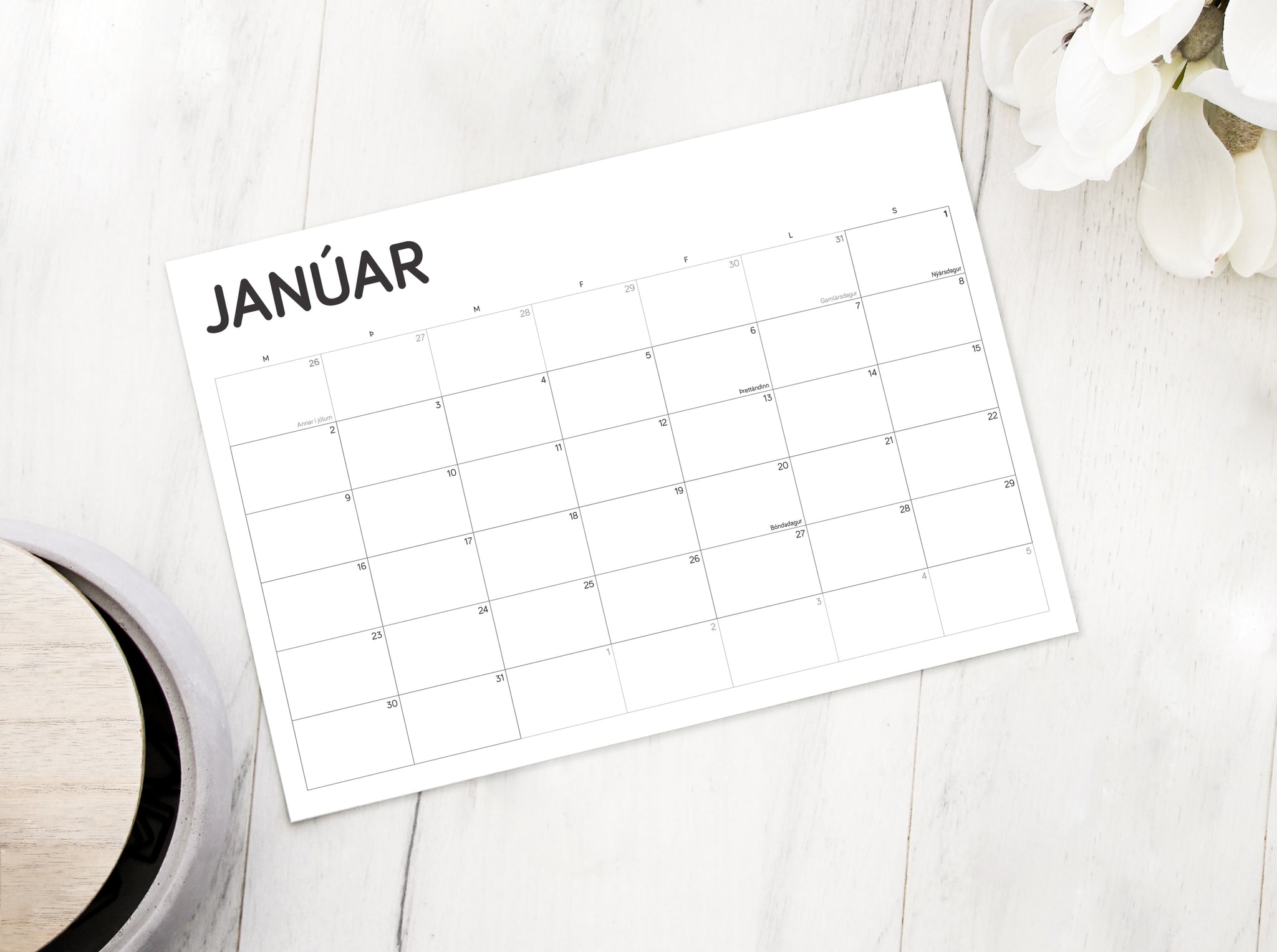 Dagatöl, borðdagatöl, veggdagatöl og skipulagsdagatöl á íslensku ...